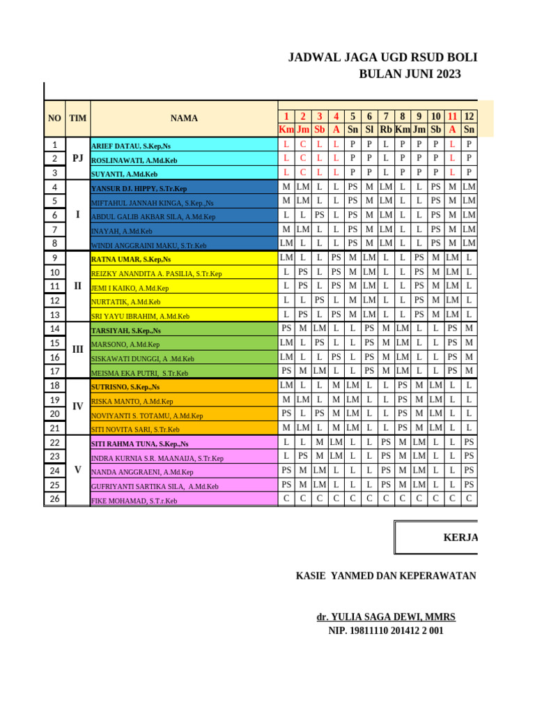 Jadwal Jaga Juni | PDF