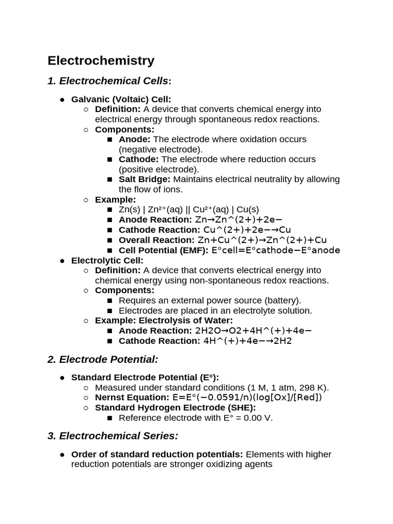 Electrochemistry | PDF