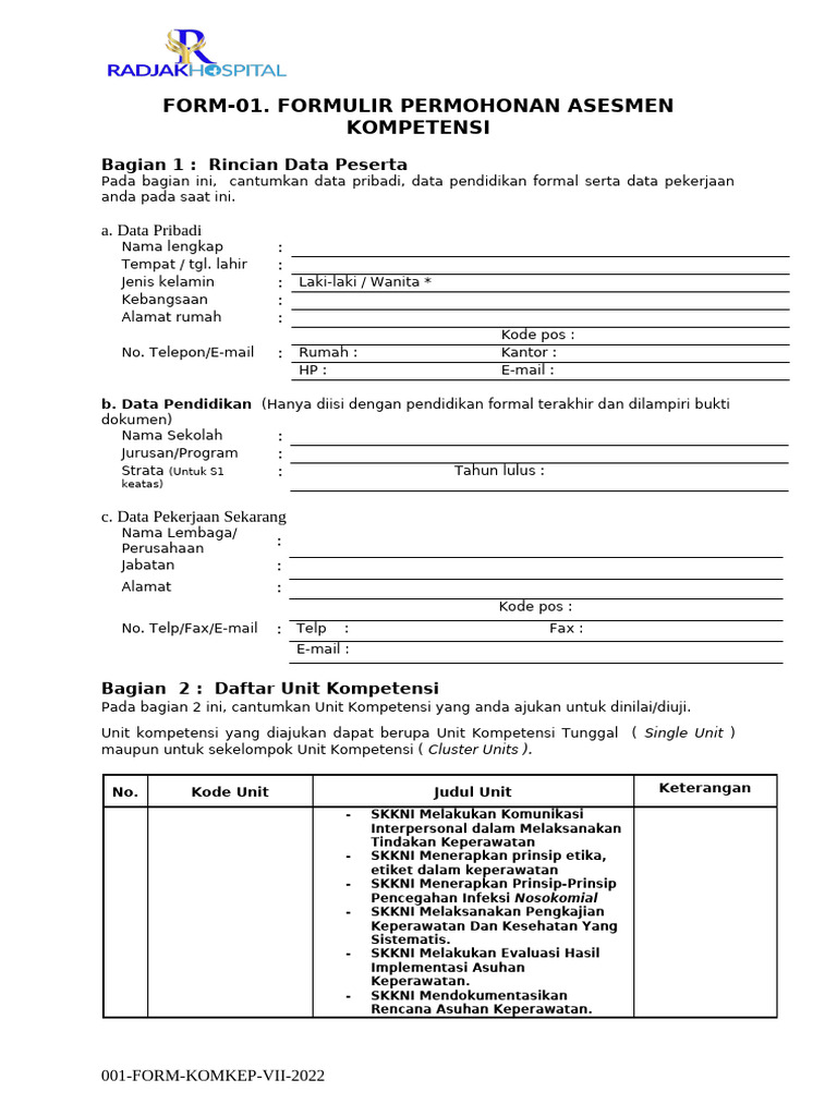 FORM-01 Permohonan sertiifikasi | PDF