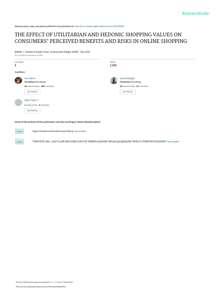 The Effect of Utilitarian and Hedonic Shopping Val | PDF