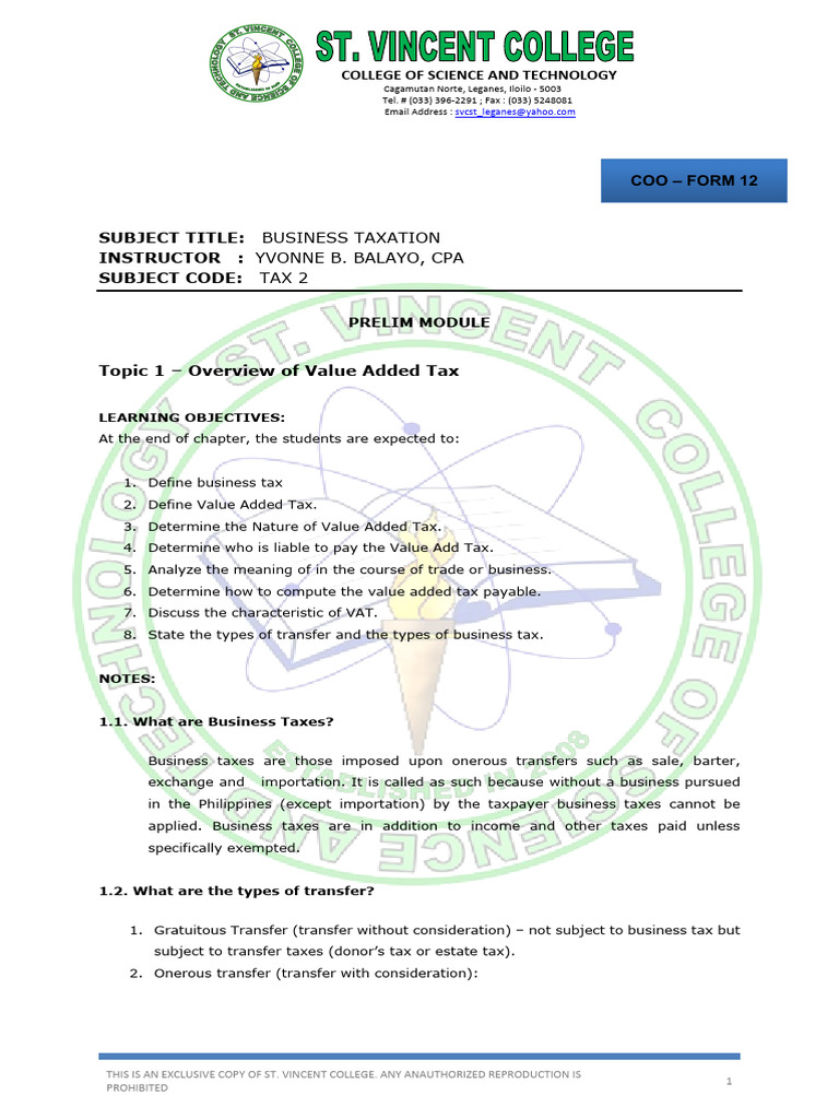 Balayo Tax | PDF | Value Added Tax | Taxes