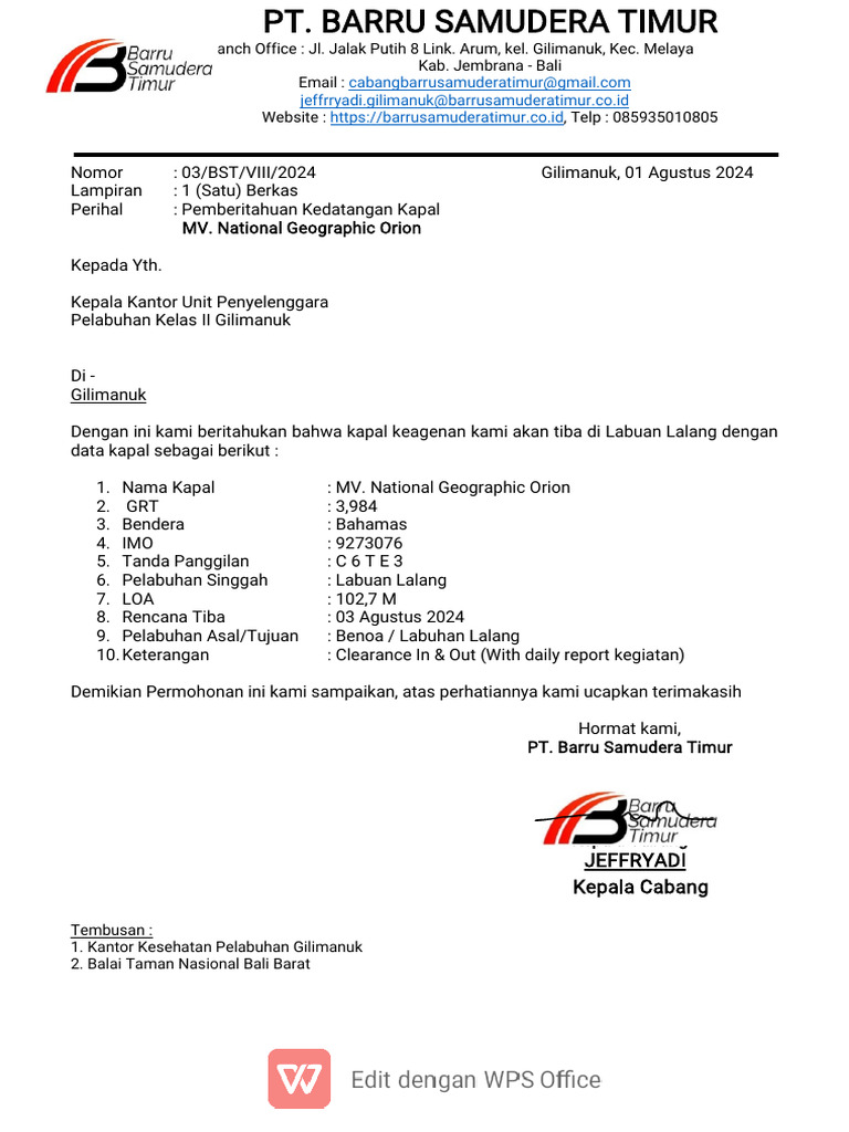 Laporan Kedatangan BST-2 | PDF