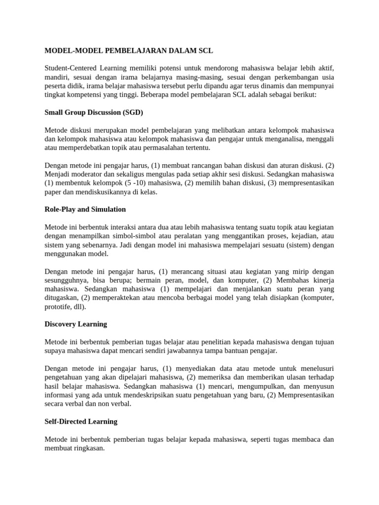 Model Pembelajaran SCL | PDF