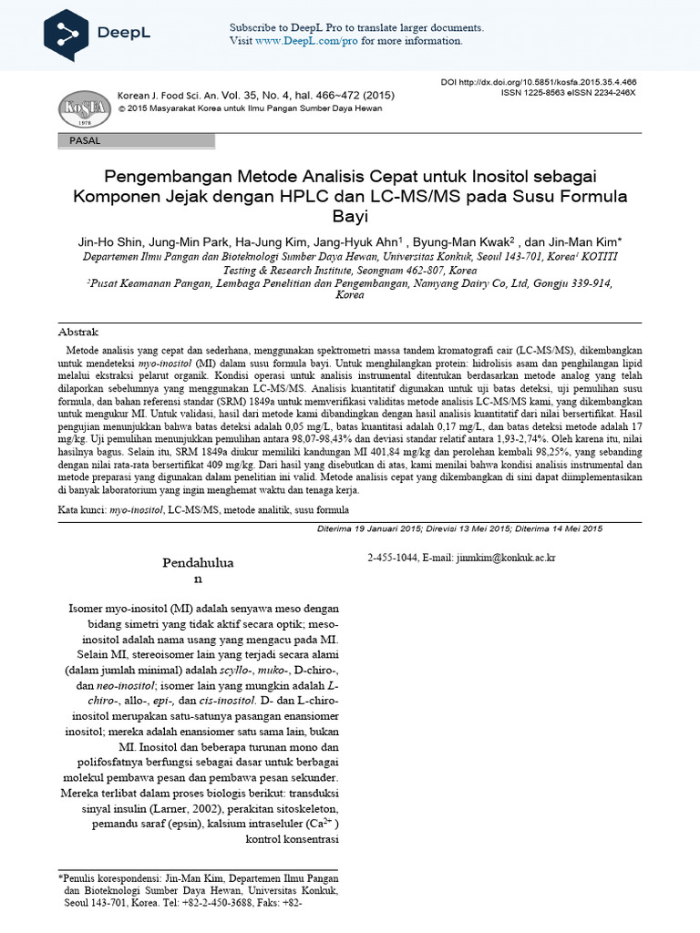 Development Rapid Analytical Methods for Inositol as a Trace Component by HPLC and LC-MS_MS in ...