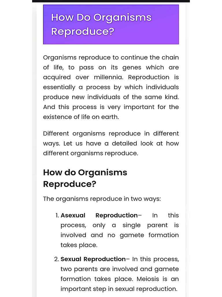 Science Class 10 HOW DO ORGANISMS REPRODUCE | PDF