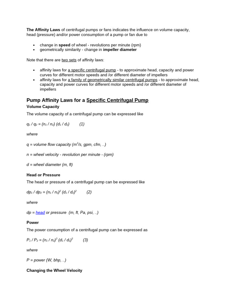 The Affinity Laws | PDF