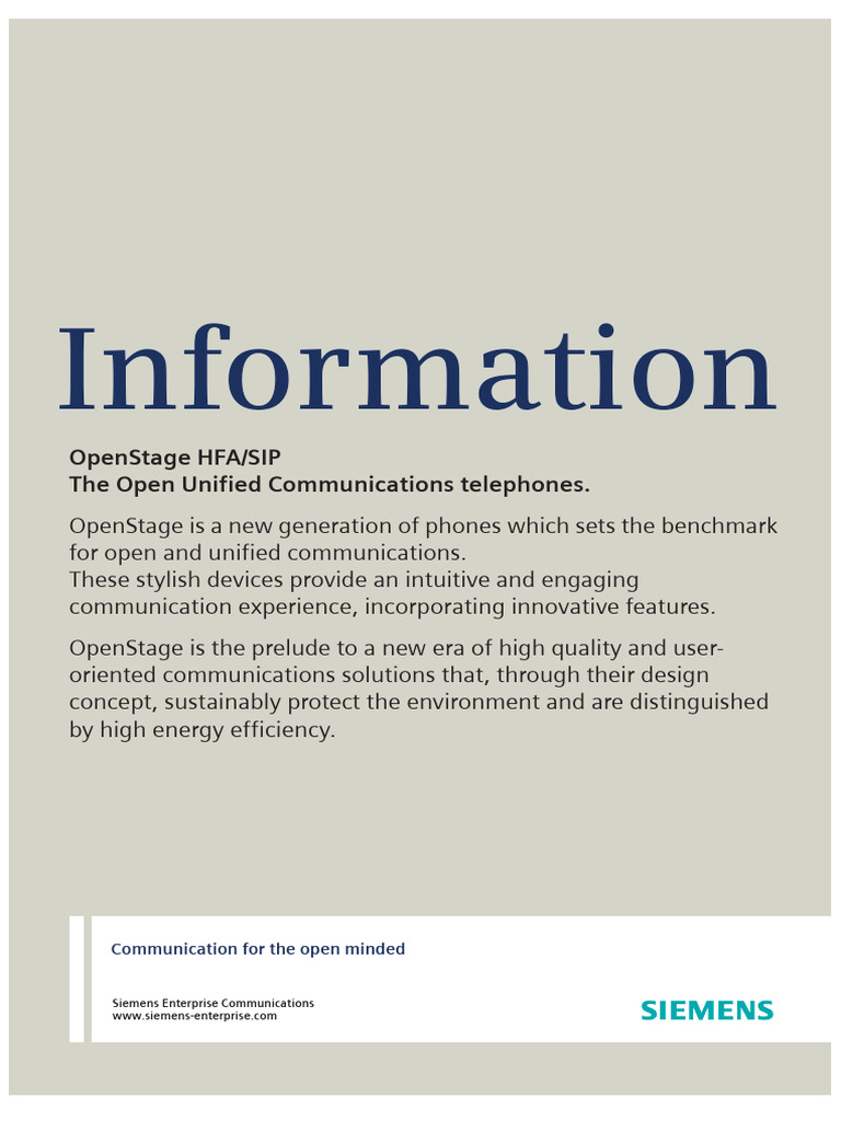 OpenStage HFA_SIP, Data Sheet, Issue 9 | PDF