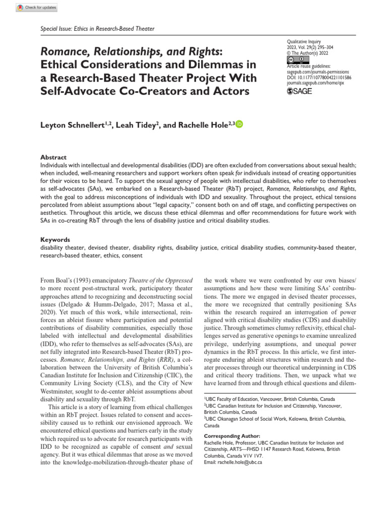 Ethical Considerations and Dilemmas in A Research-Based Theater Project ...
