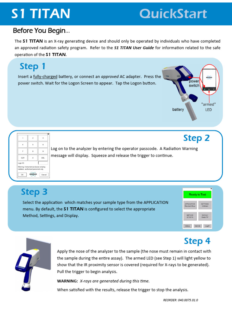 Bruker s1 Titan Quickstart Guide | PDF