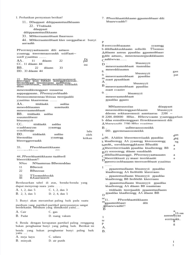 PDF Soal Ipas Kelas 5 Bunyi Dan Sifatnya - Compress | PDF