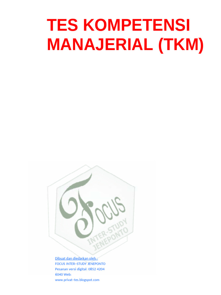3. SOAL TKM - KINERJA 2 | PDF