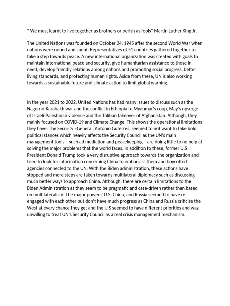 UN Essay | PDF