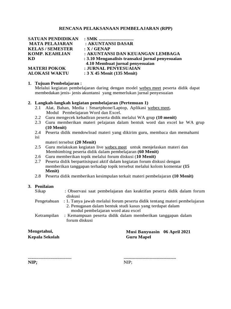 Contoh RPP NORMAL 1 | PDF