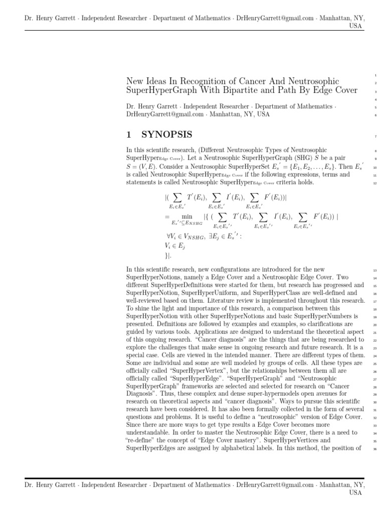 New Ideas in Recognition of Cancer and Neutrosophic SuperHyperGraph With Bipartite and Path by ...