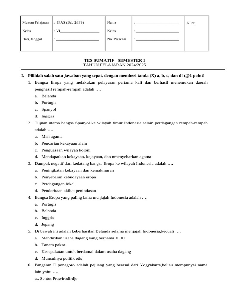 K6 Sumatif IPS Unit 1 86x BB | PDF