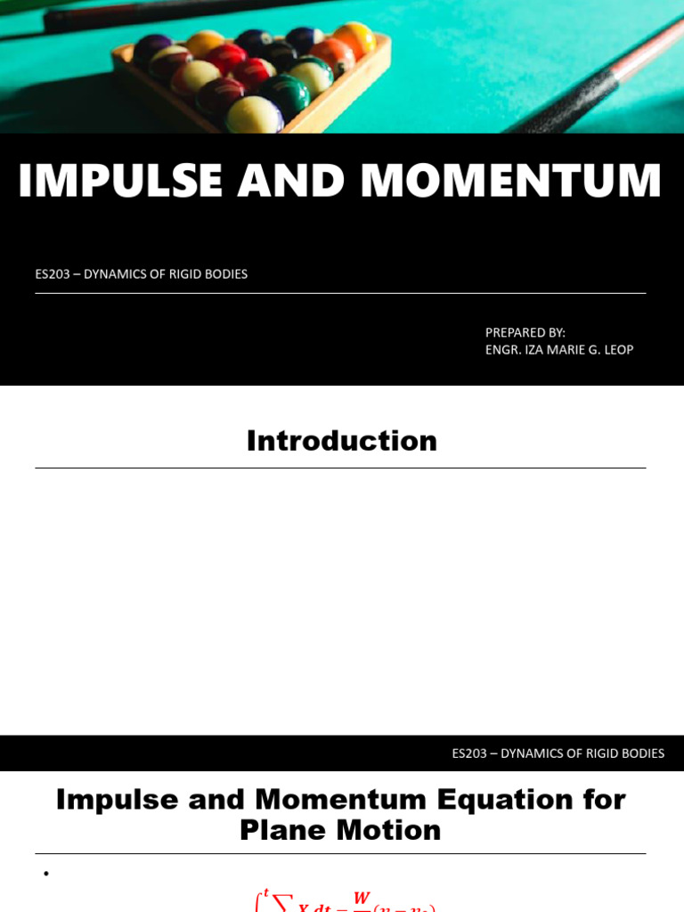 Plane Motion Impulse Momentum | PDF