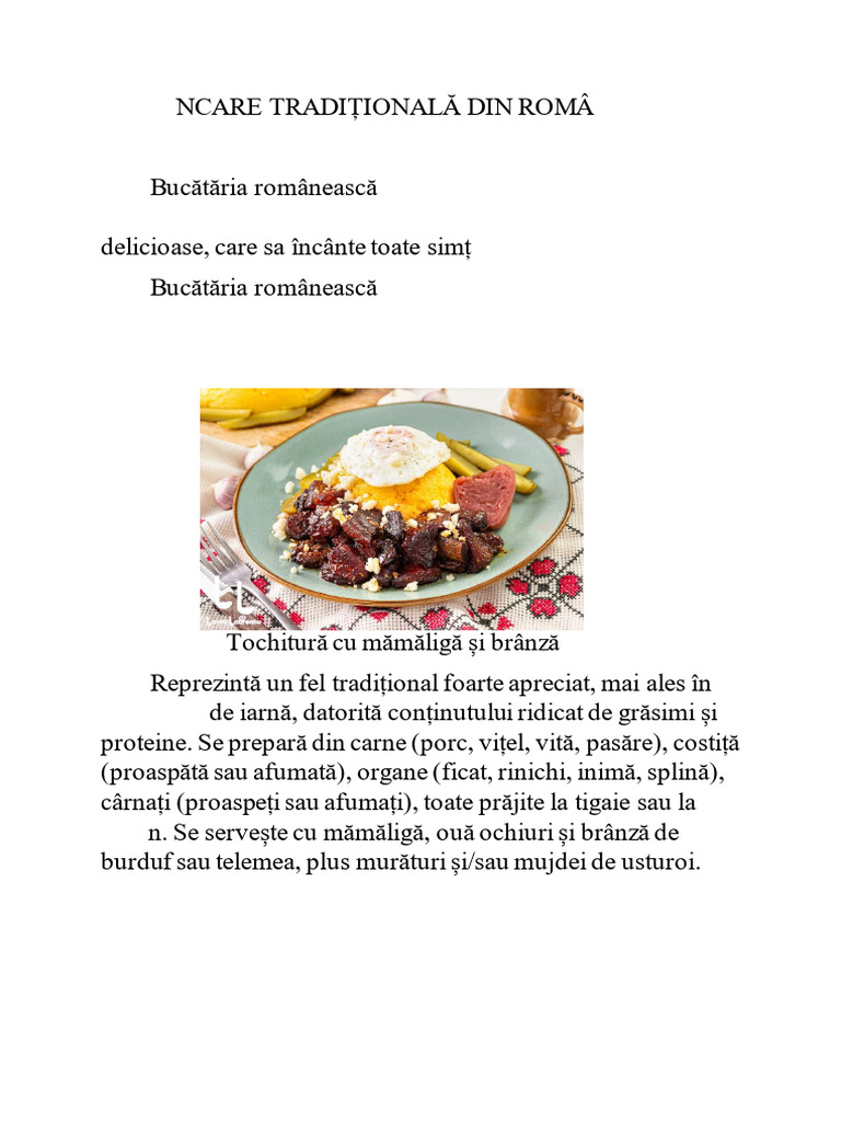 Mancare Traditionala Din Romania 1 | PDF