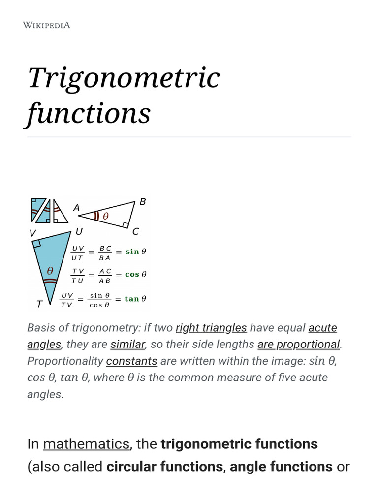 Trigonometric Functions - Wikipedia | PDF