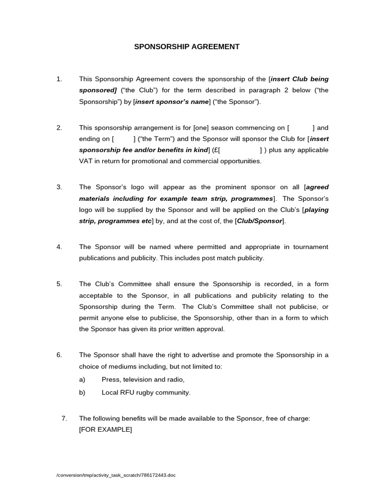 Spons Agreement 2 | PDF