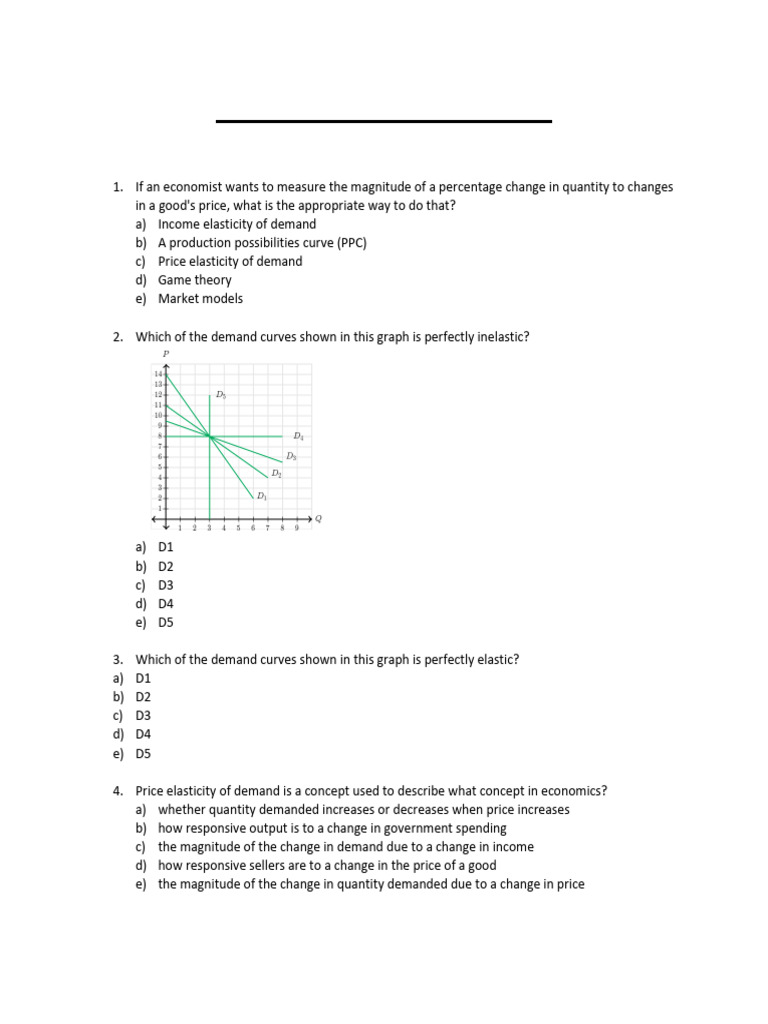 Practice Problems On Elasticity | PDF
