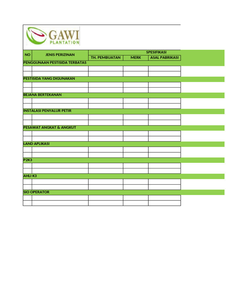 3a. Form Monitoring Perijinan Kebun | PDF
