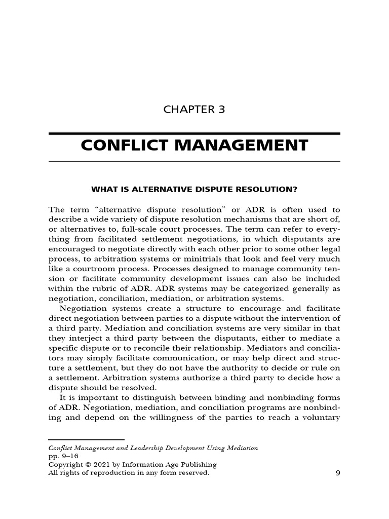 NanceTAlgert 2020 CHAPTER3 ConflictManagementAnd | PDF