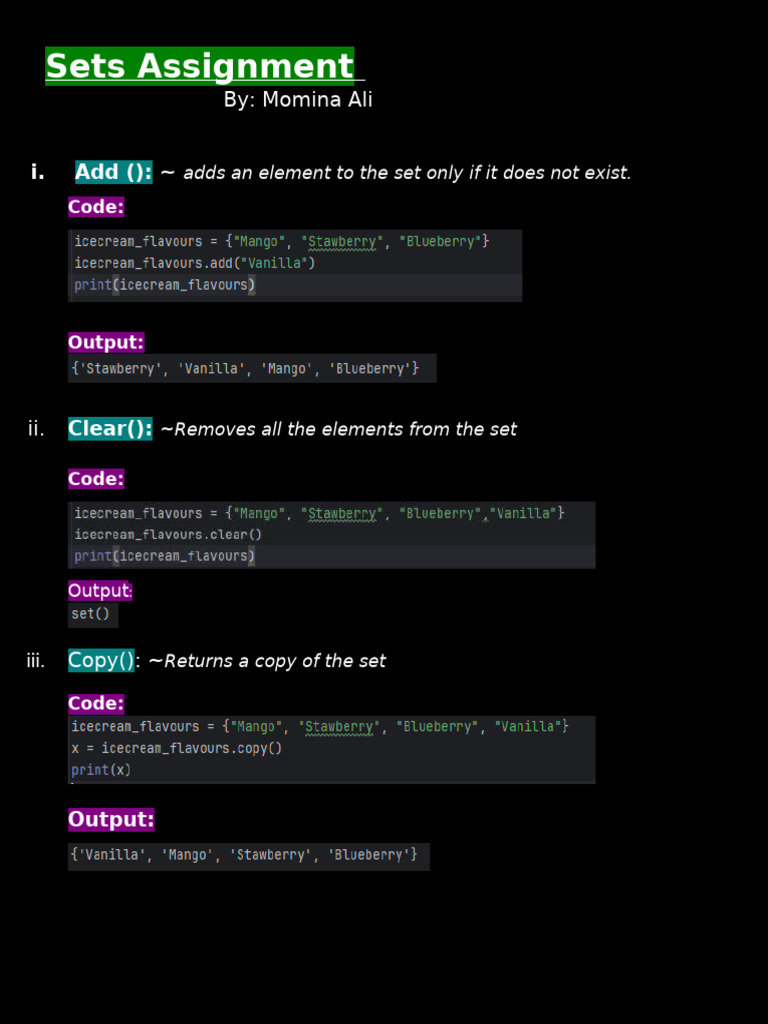 Sets Assignment | PDF
