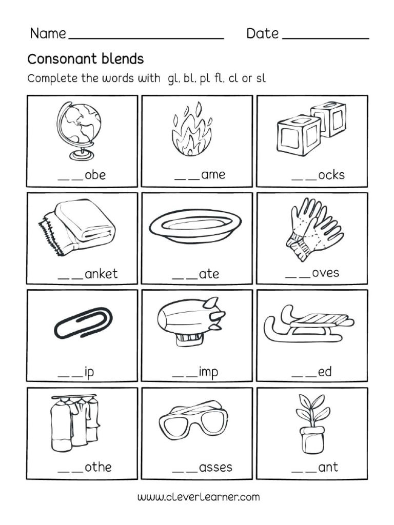 Preschool Consonant Blends With L 2f | PDF