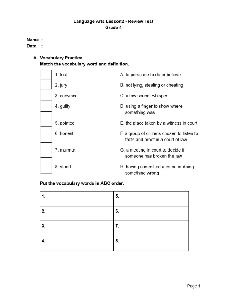 g4. Review Lesson 2 | PDF
