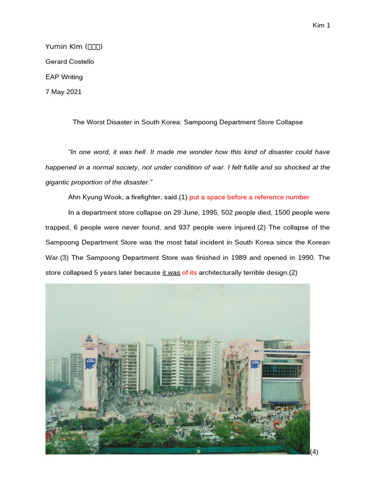 EAP - Yumin Kim - The Worst Disaster in South Korea - Sampoong ...