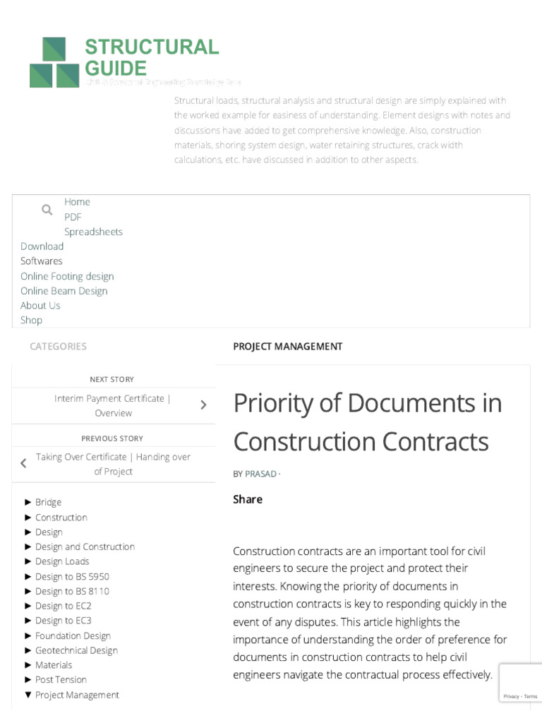 Priority of Documents in Construction Contracts - Structural Guide | PDF