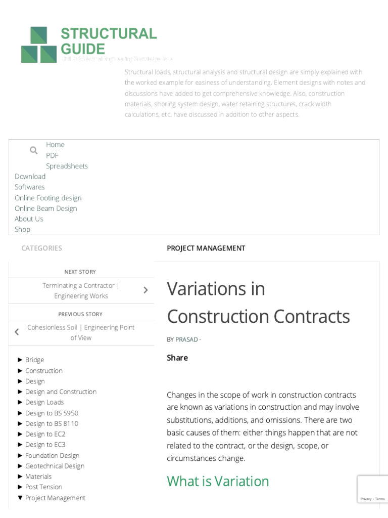 Variations in Construction Contracts - by Structural Guide | PDF