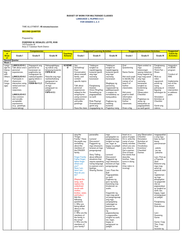 Language 1 - Filipino 2 & 3 - q2 - MG Bow | PDF