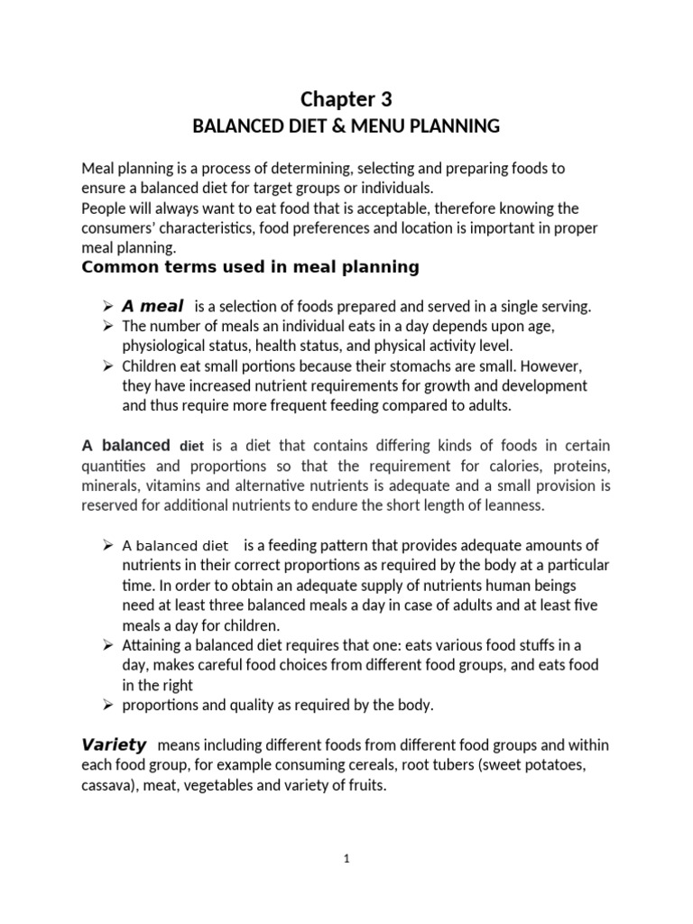Chapter 3 - Balanced Diet | PDF