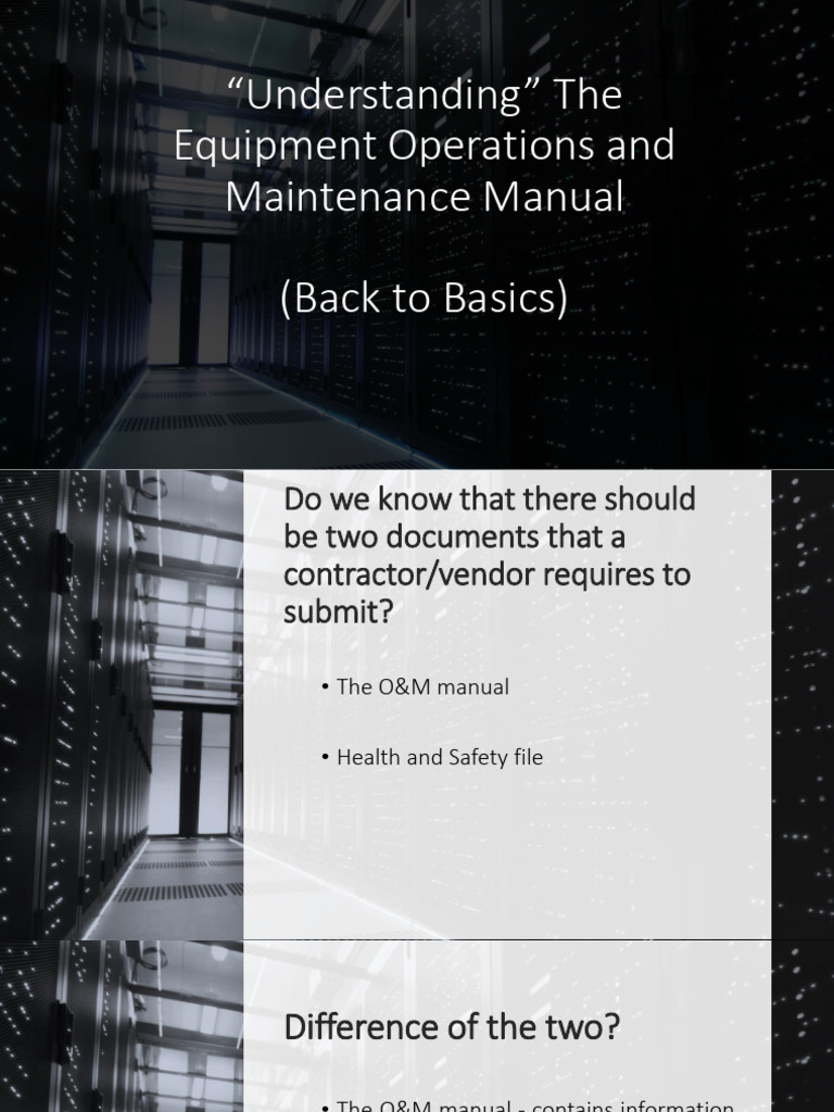 Understanding The Equipment Operation and Maintenance Manual | PDF | Safety