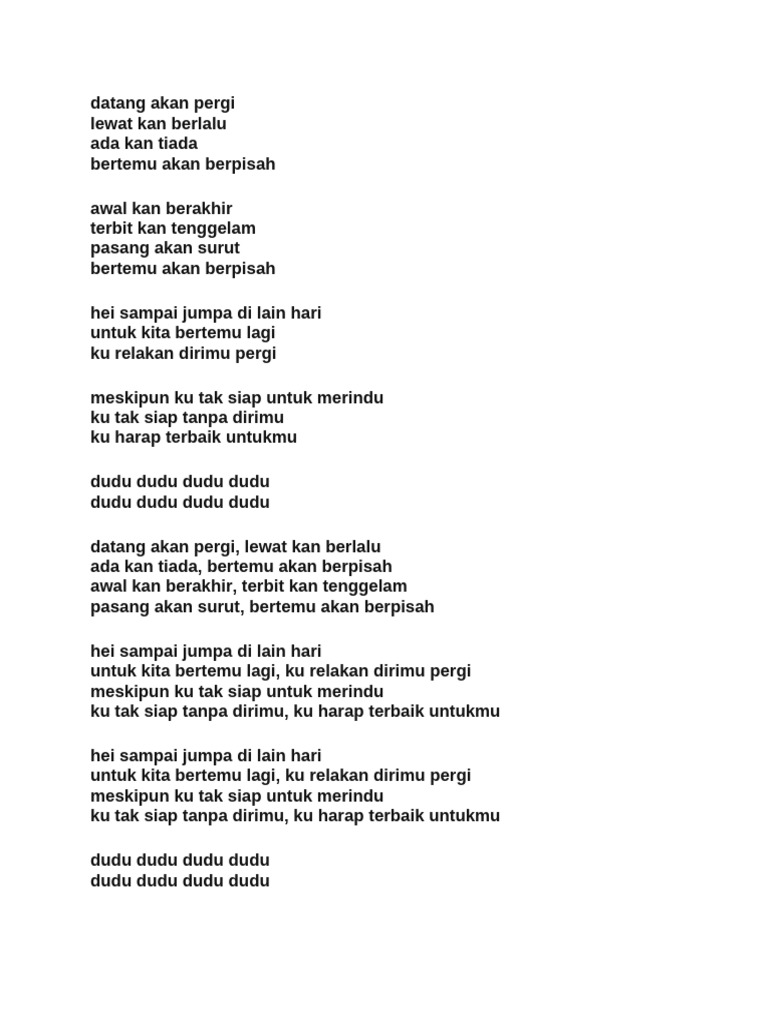 Lirik Lagu Datang Akan Pergi | PDF