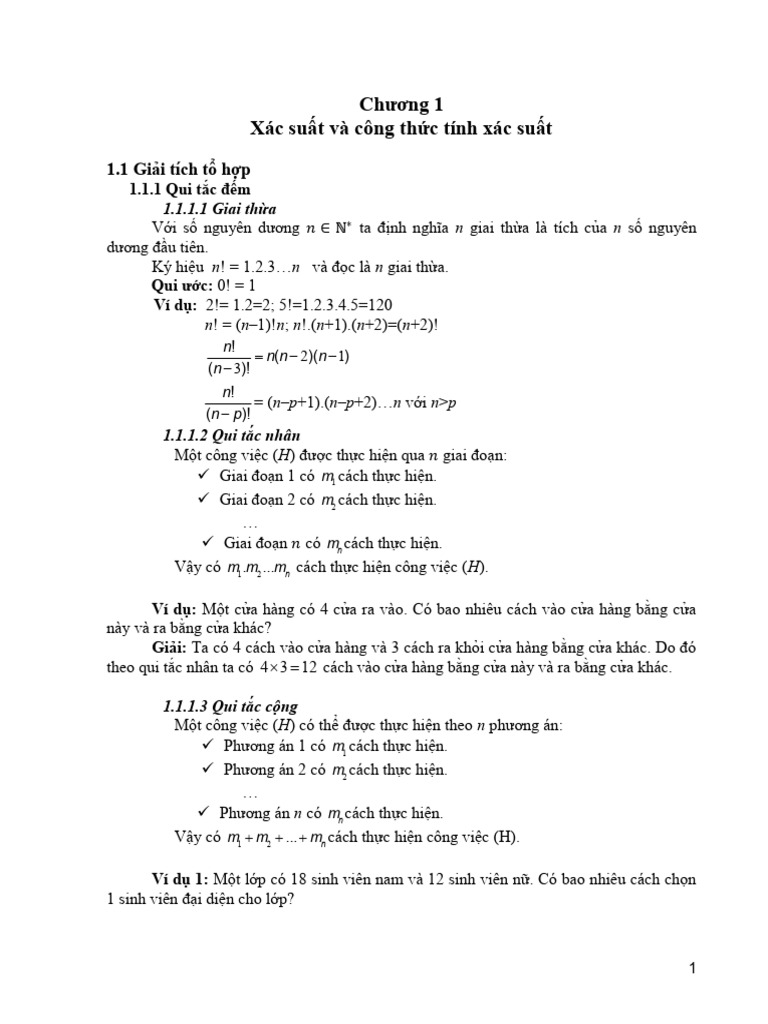 Chuong 1. Xac Suat Va Cong Thuc Tinh Xac suat-IN | PDF
