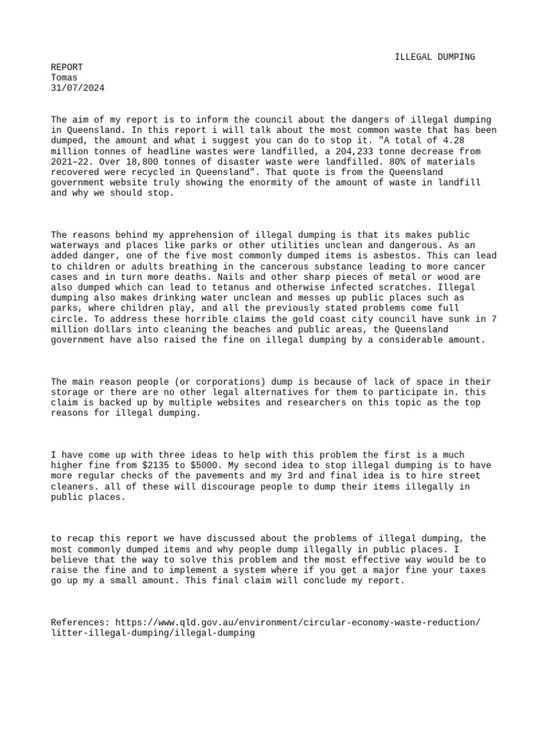 Illegal Dumping Report | PDF