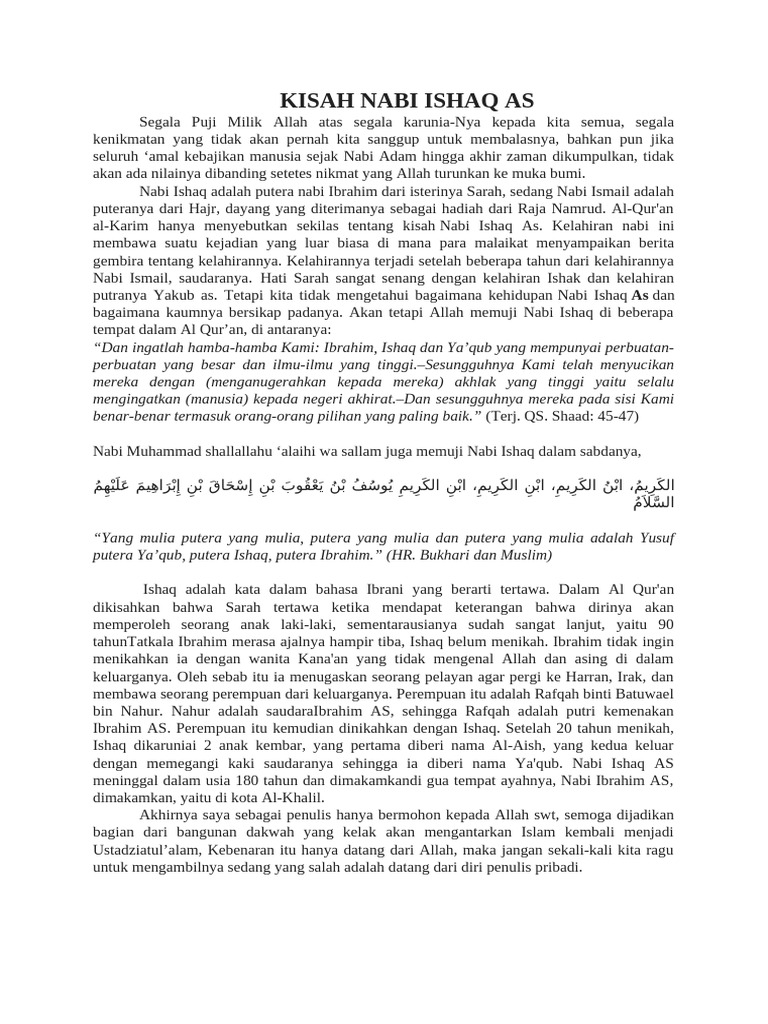Kisah Nabi Ishaq As | PDF