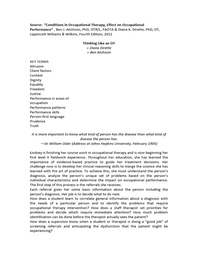 Thinking like an OT | PDF