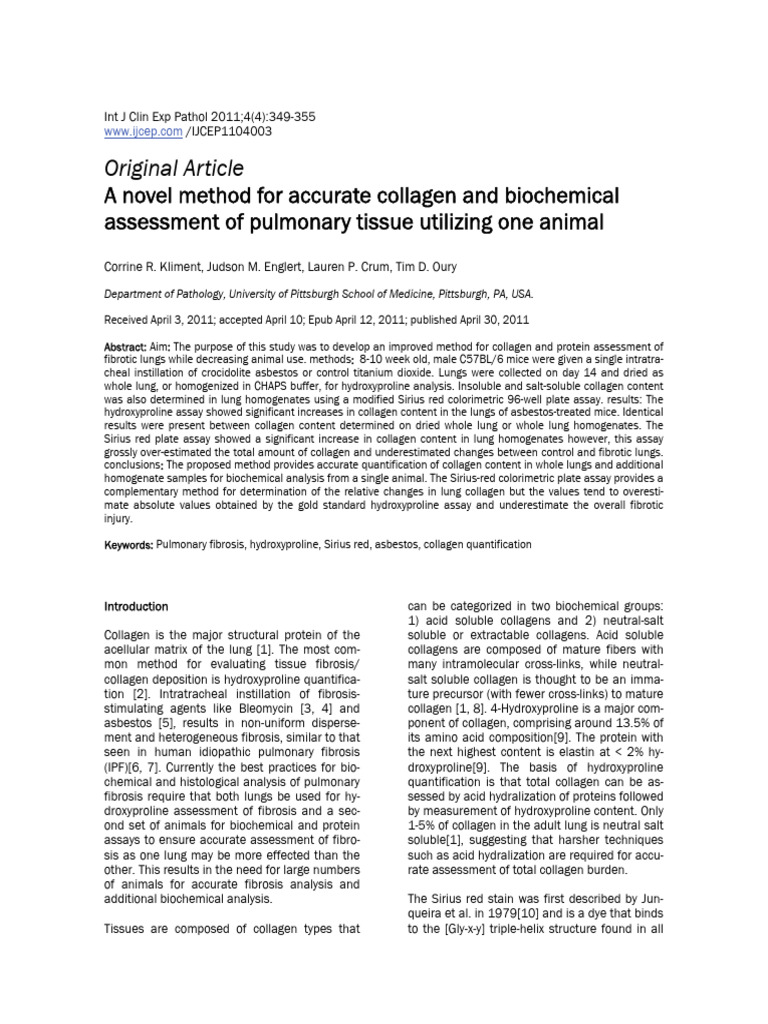 A Novel Method For Accurate Collagen and Biochemical Assessment of ...