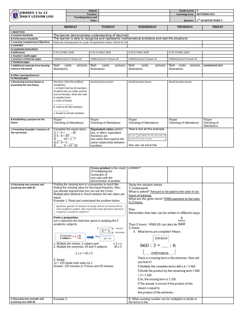 DLL Mathematics-5 Q2 W9 | PDF