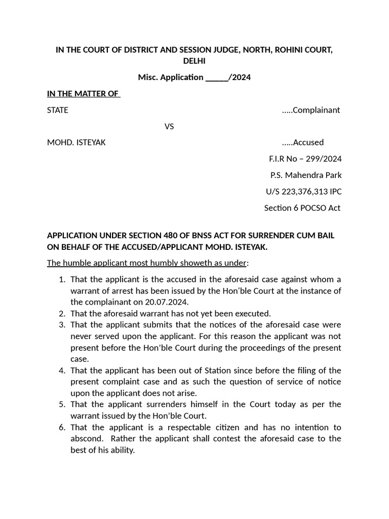 Surrender Cum Bail | PDF | Law