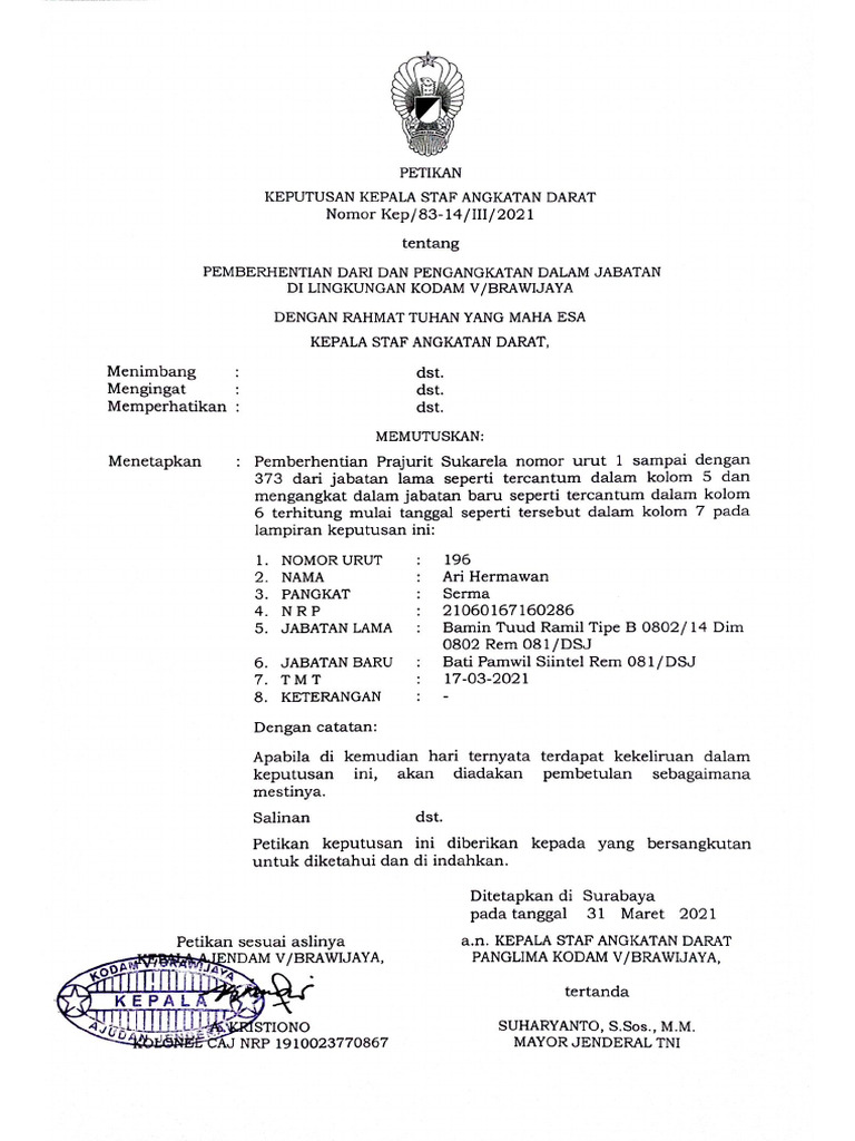 Skep Jab Serma Ari Hermawan | PDF