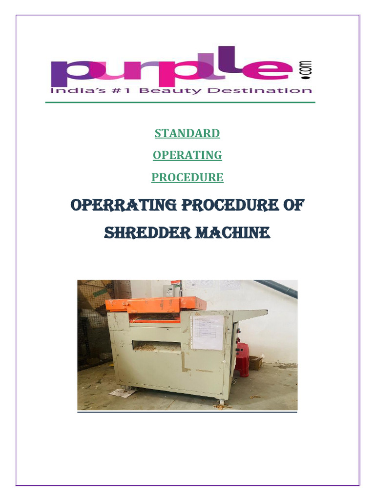 Shredder Machine Sop | PDF