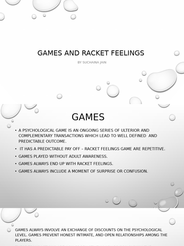 Games and Racket Feelings: by Suchaina Jain | PDF