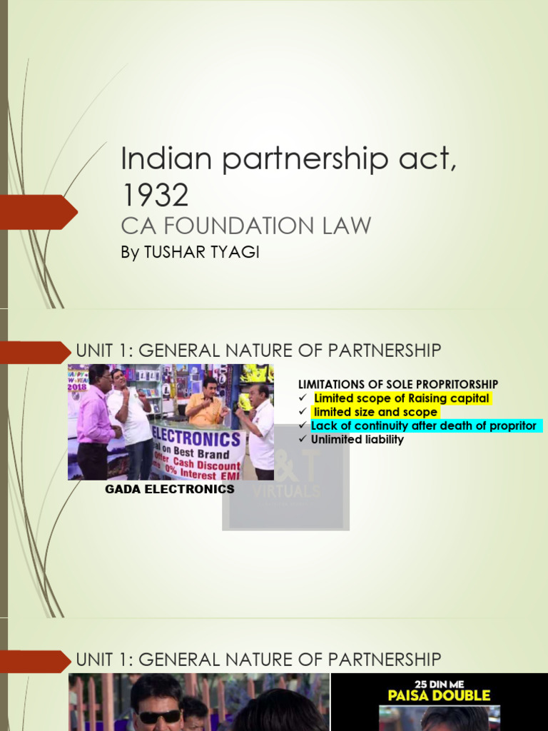 Indian Partnership Act, 1932 | PDF