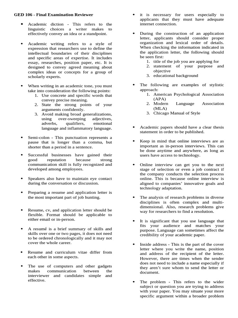 Final Exam Reviewer Ged 106 | PDF