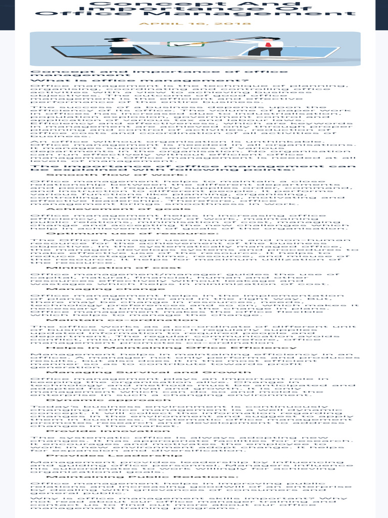 Concept and Importance of Office Management | PDF