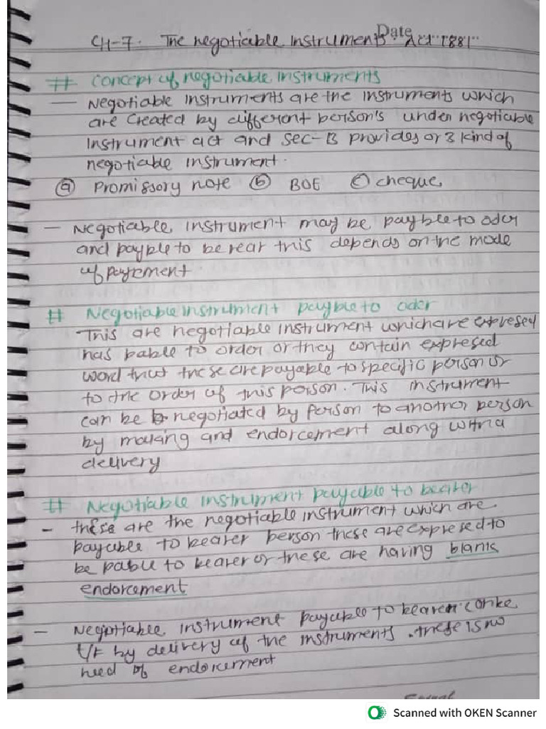 Negotiable Instrument Act 1881 | PDF